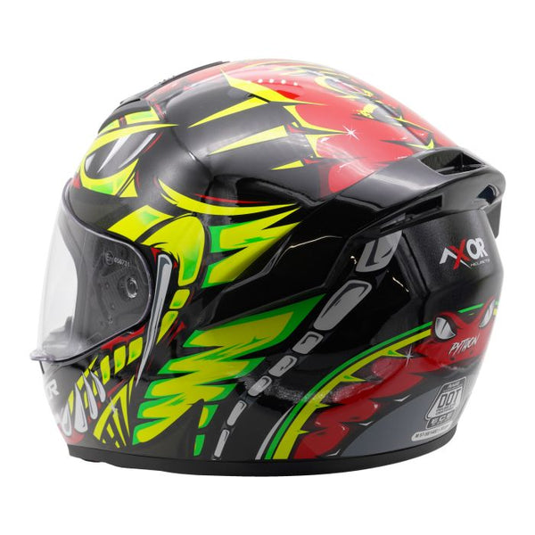 Axor Helmet Rage Full Face - Python Red Yellow Black Gloss - Bikerswear